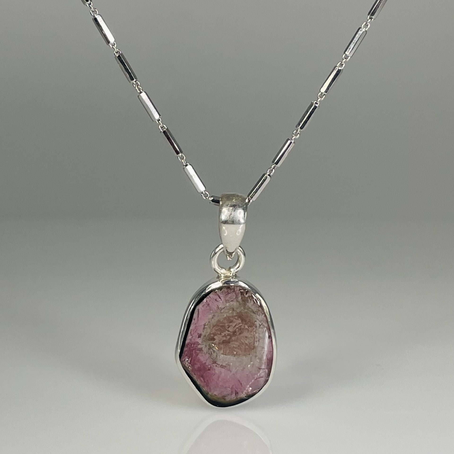 Sterling Silver Watermelon Tourmaline Slice Necklace – KyleChanDesign Sterling Silver Watermelon Tourmaline Slice Necklace – KyleChanDesign