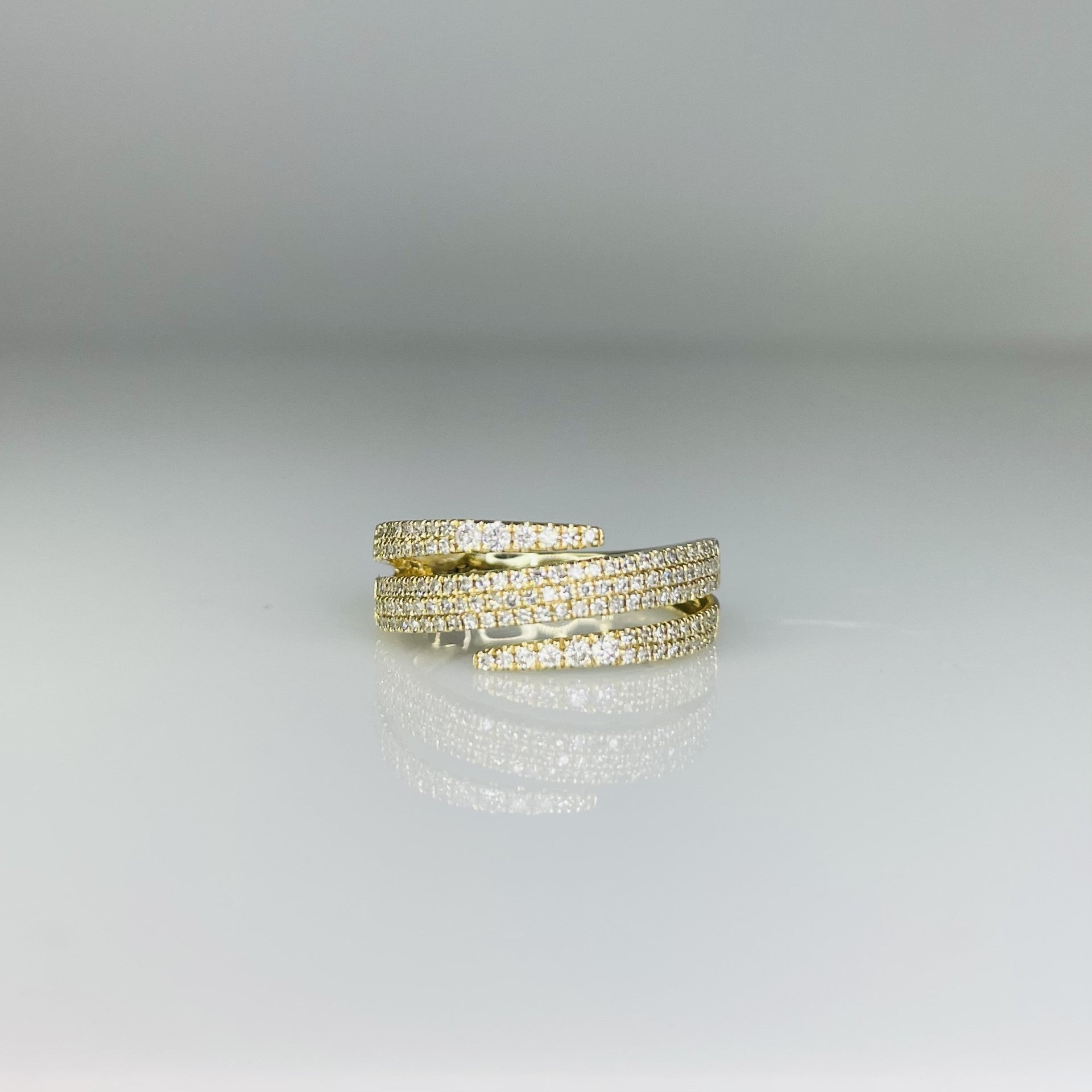 14K Yellow Gold Pave Diamond Triad Ring 0.40ct – KyleChanDesign