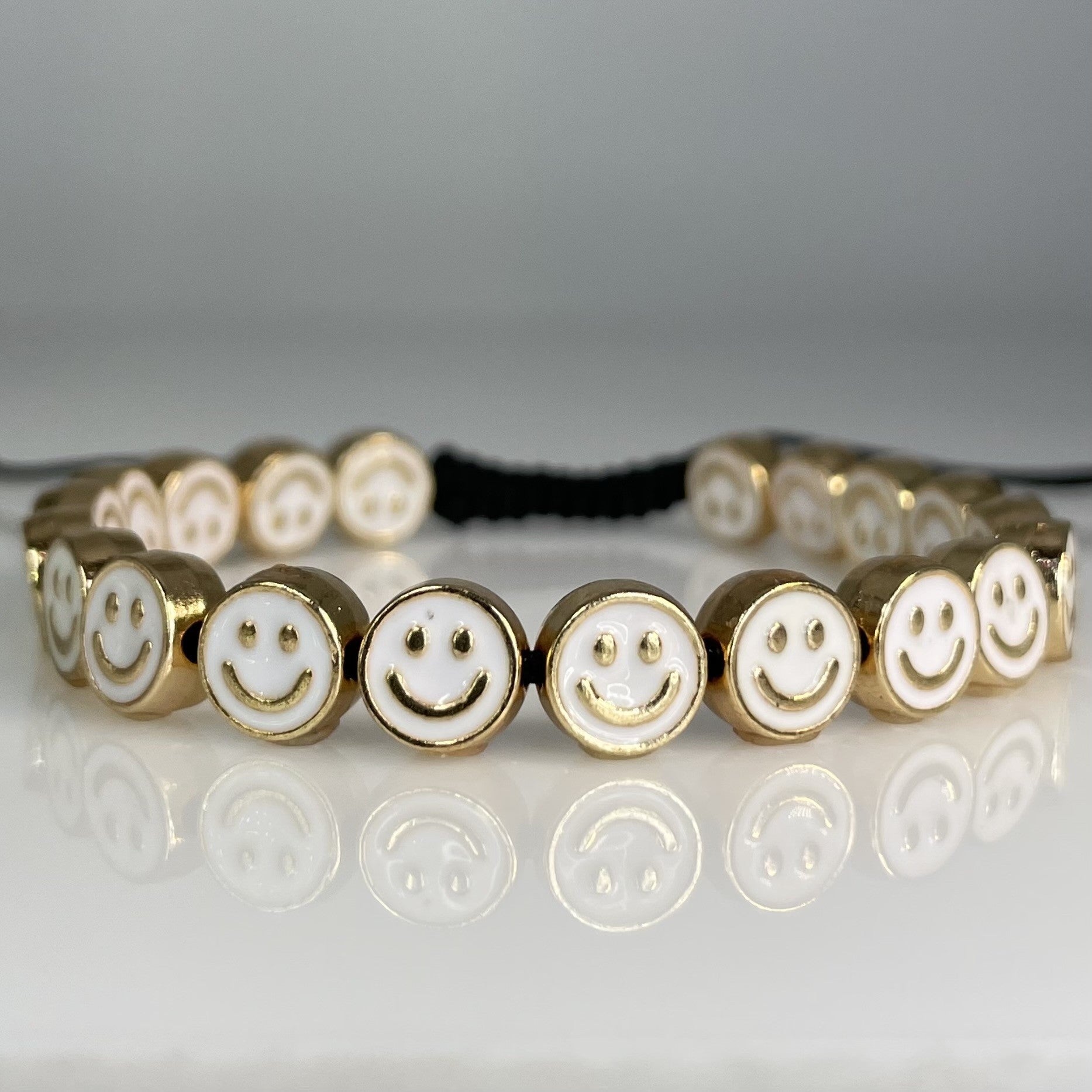 Gold Enamel Happy Face Bracelet – KyleChanDesign