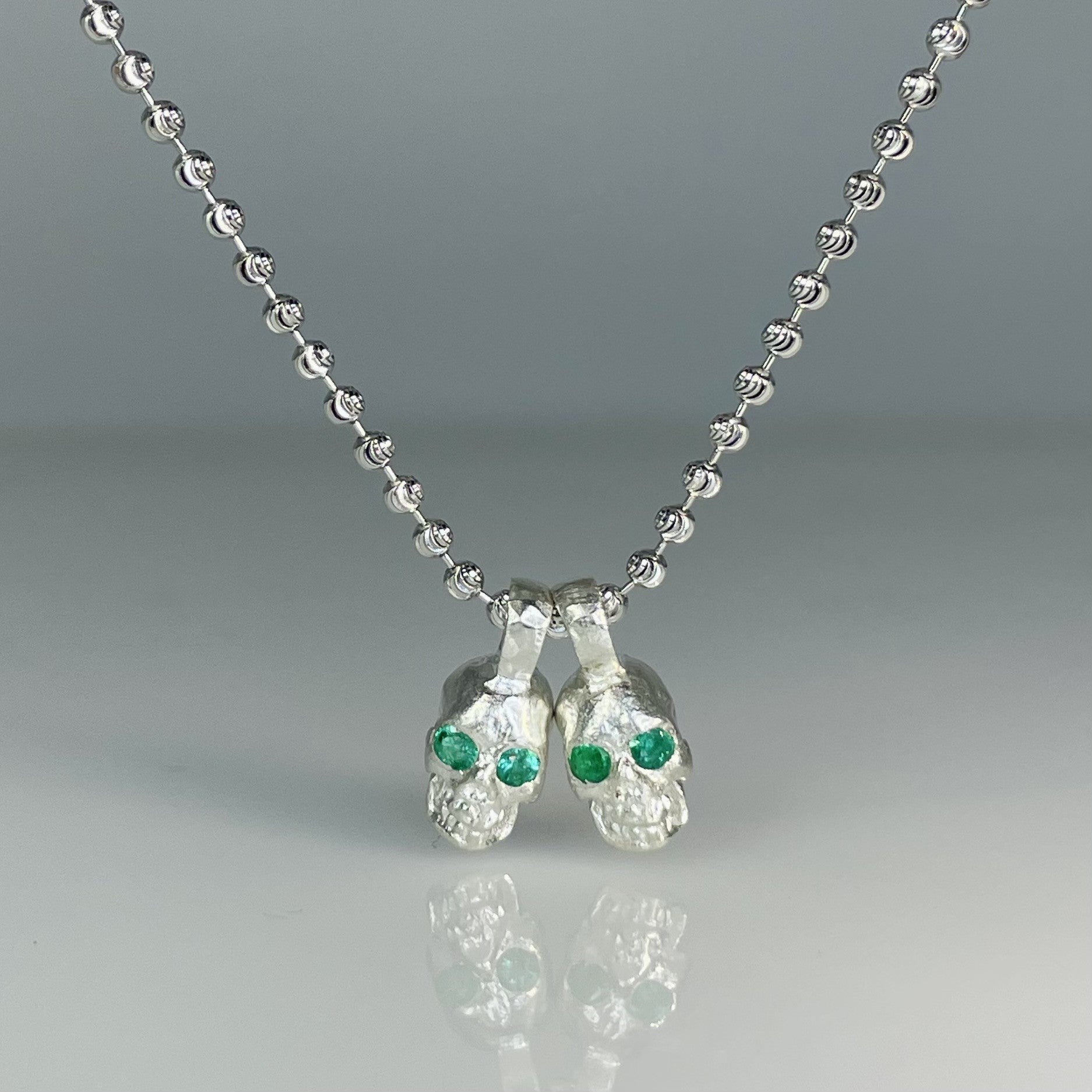 Emerald Evil Twins Skull Necklace 0.12ct – KyleChanDesign
