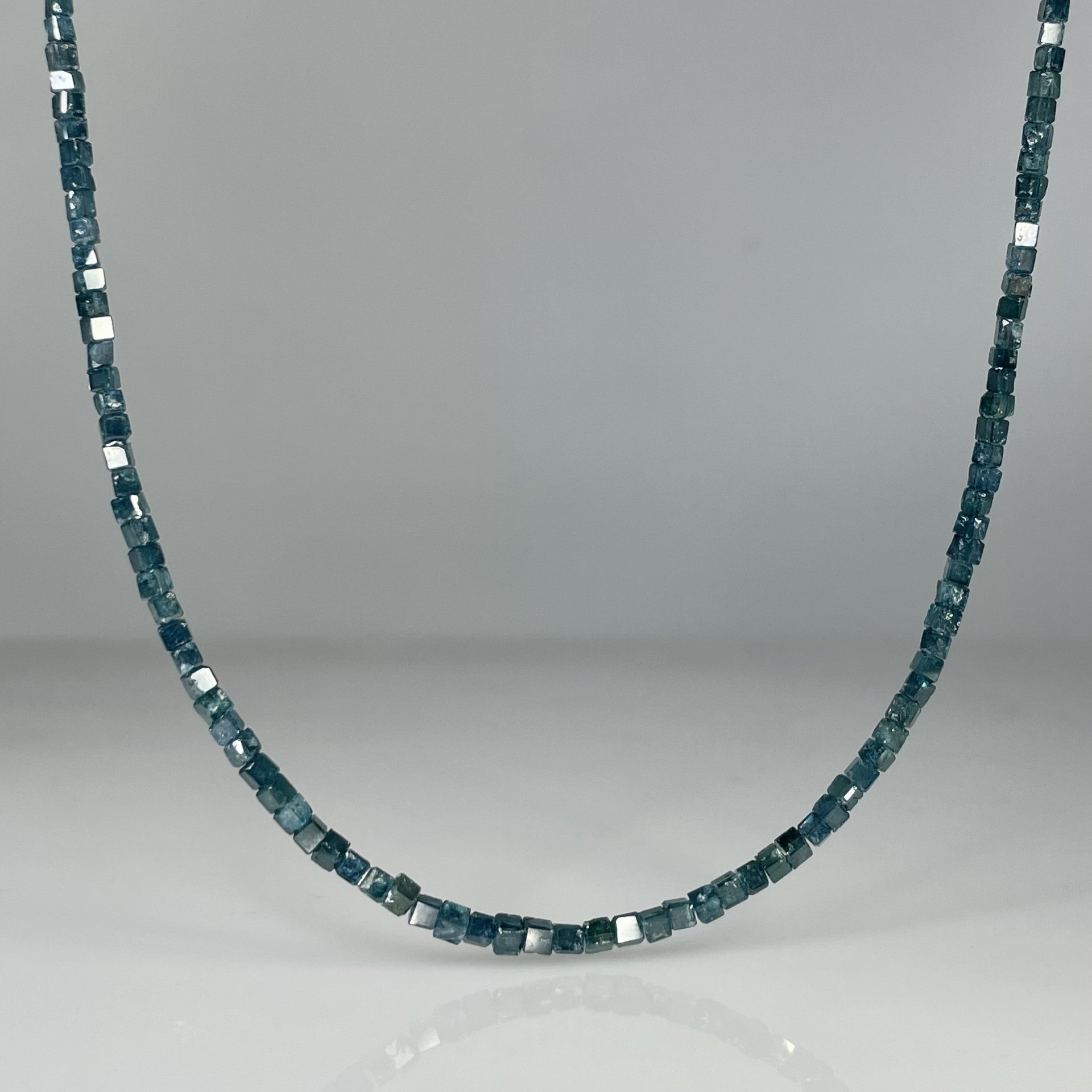 14K Yellow Gold Blue Diamond Square Beaded Necklace 32ct – KyleChanDesign