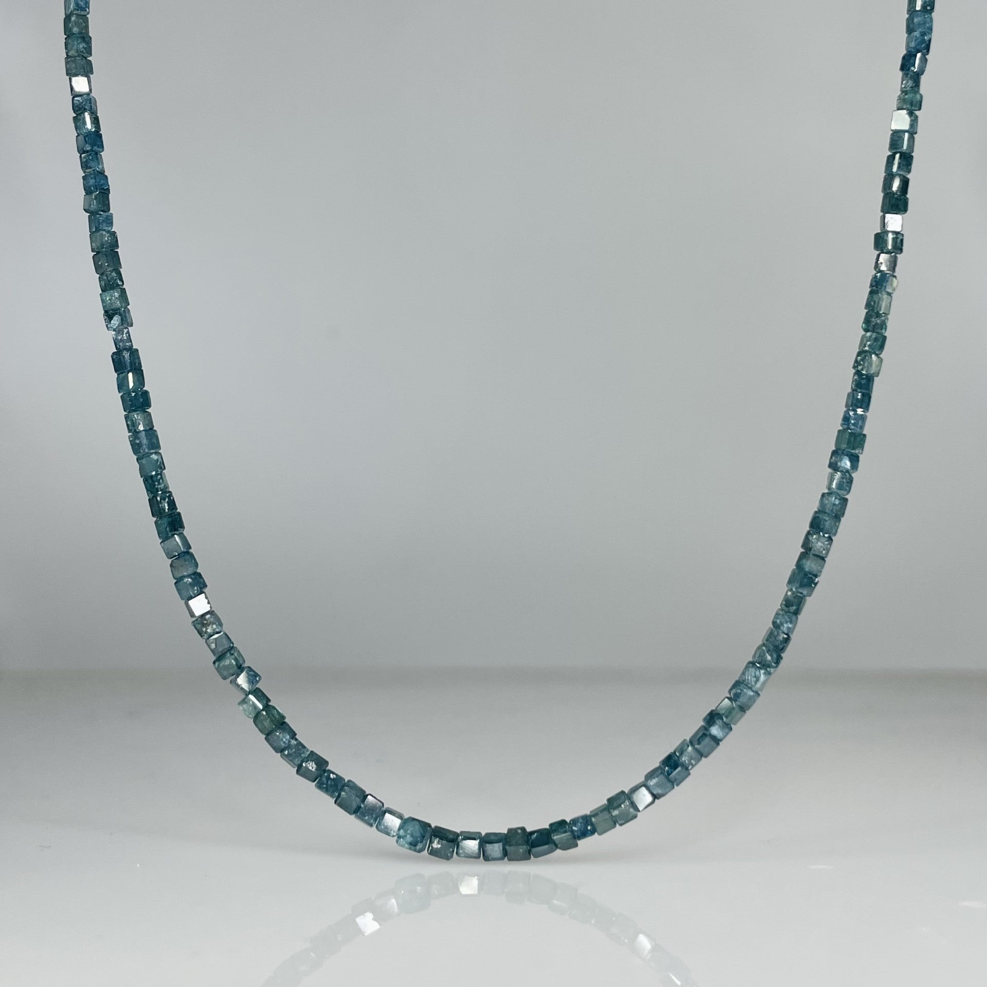 14K Yellow Gold Blue Diamond Square Beaded Necklace 14ct – KyleChanDesign