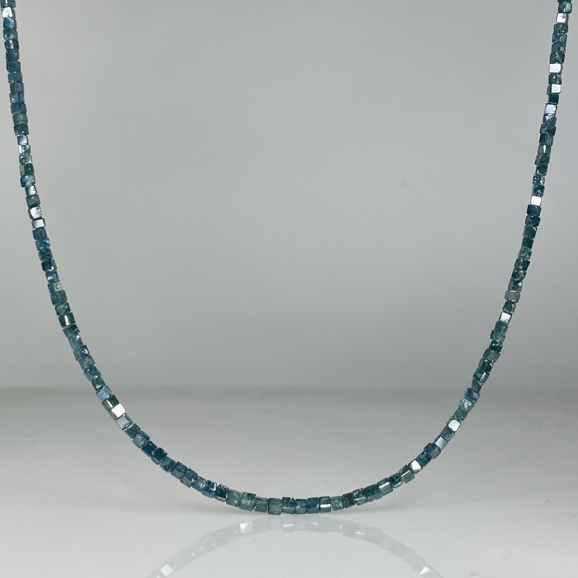 14K Yellow Gold Blue Diamond Square Beaded Necklace 27ct – KyleChanDesign