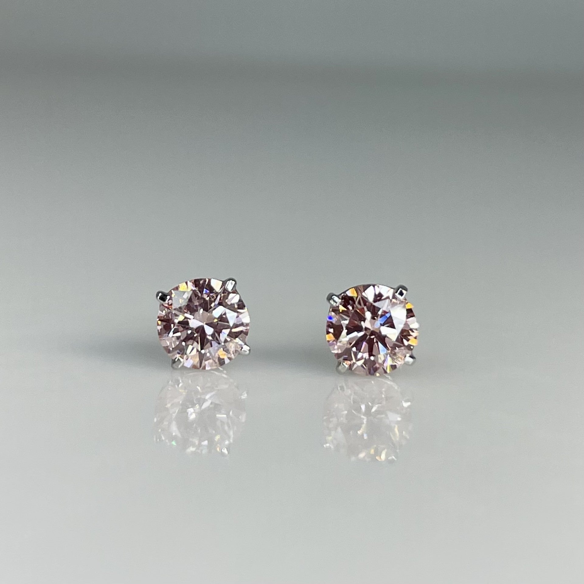 14K White Gold Lab Grown Pink Diamond Studs 1.19ct – KyleChanDesign