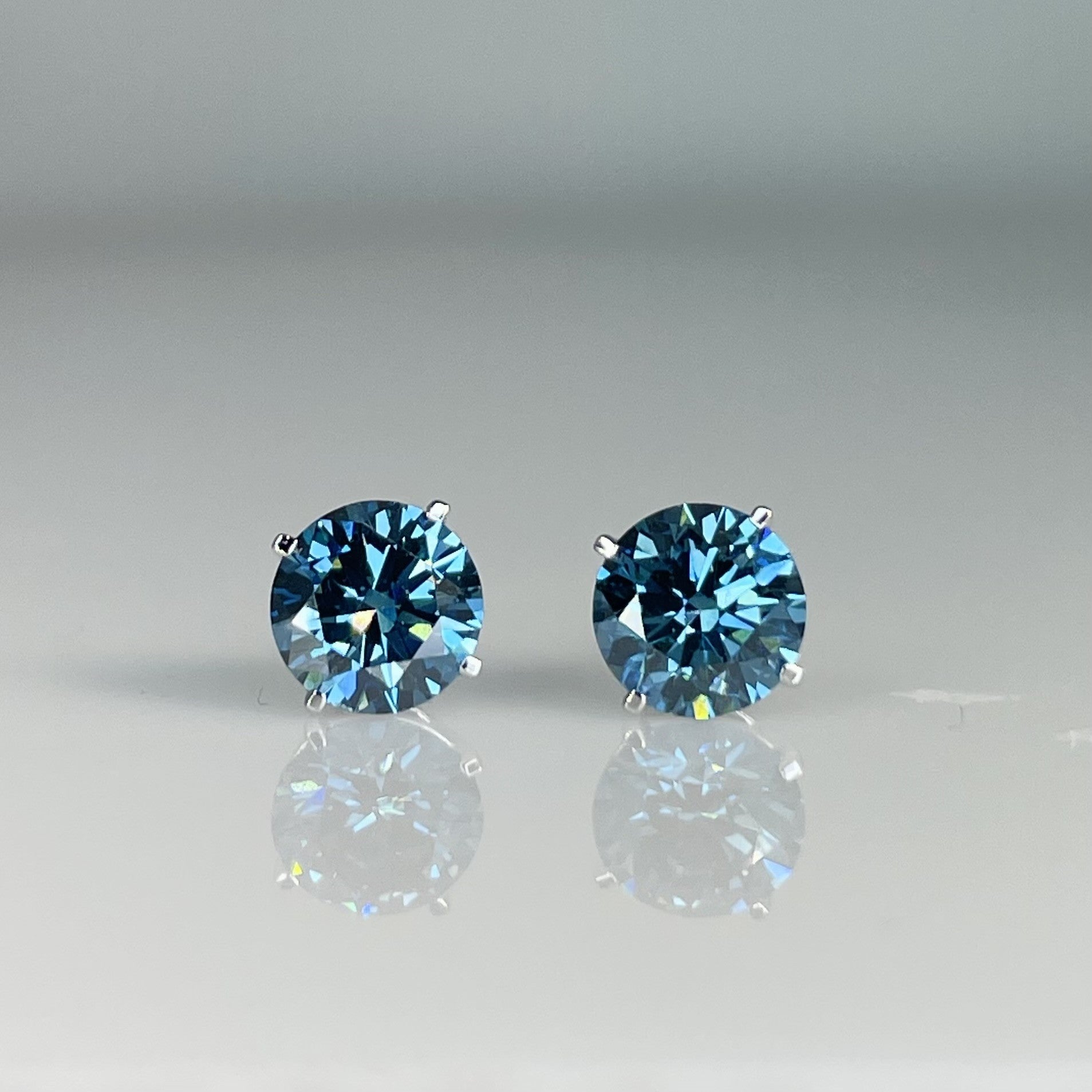14K White Gold Lab Grown Blue Diamond Studs 1.80ct – KyleChanDesign