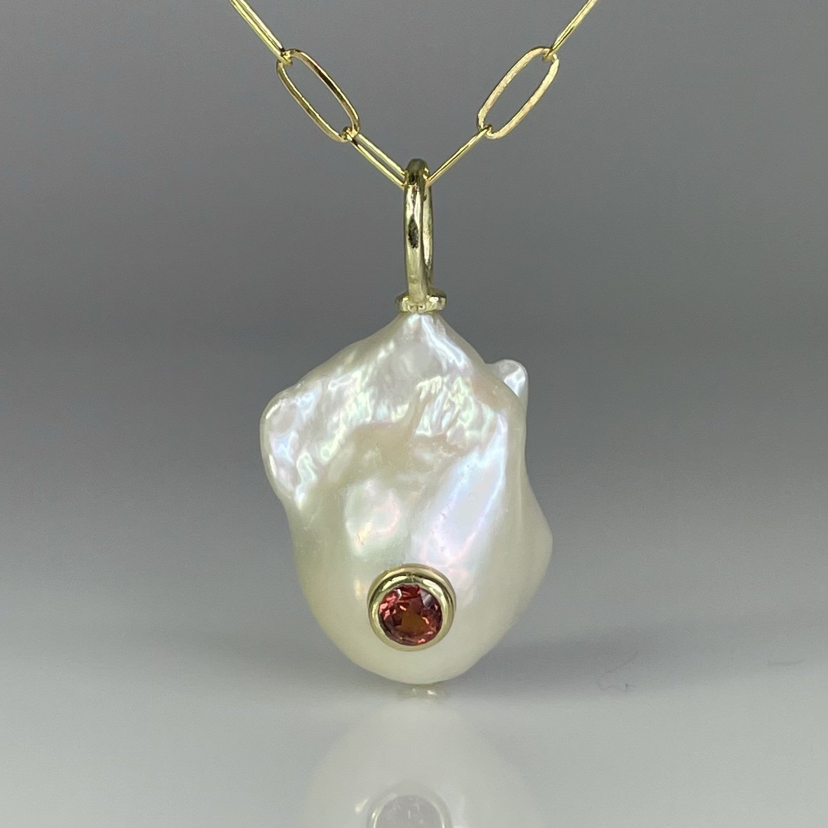 Fresh Water Pearl and Garnet Pendant Necklace 18mm – KyleChanDesign