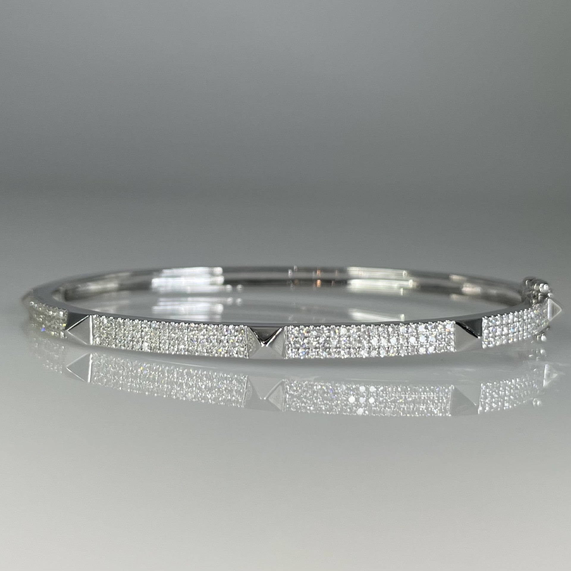 14K White Gold Mini Pyramid Diamond Bangle 3.5mm 0.63ct – KyleChanDesign