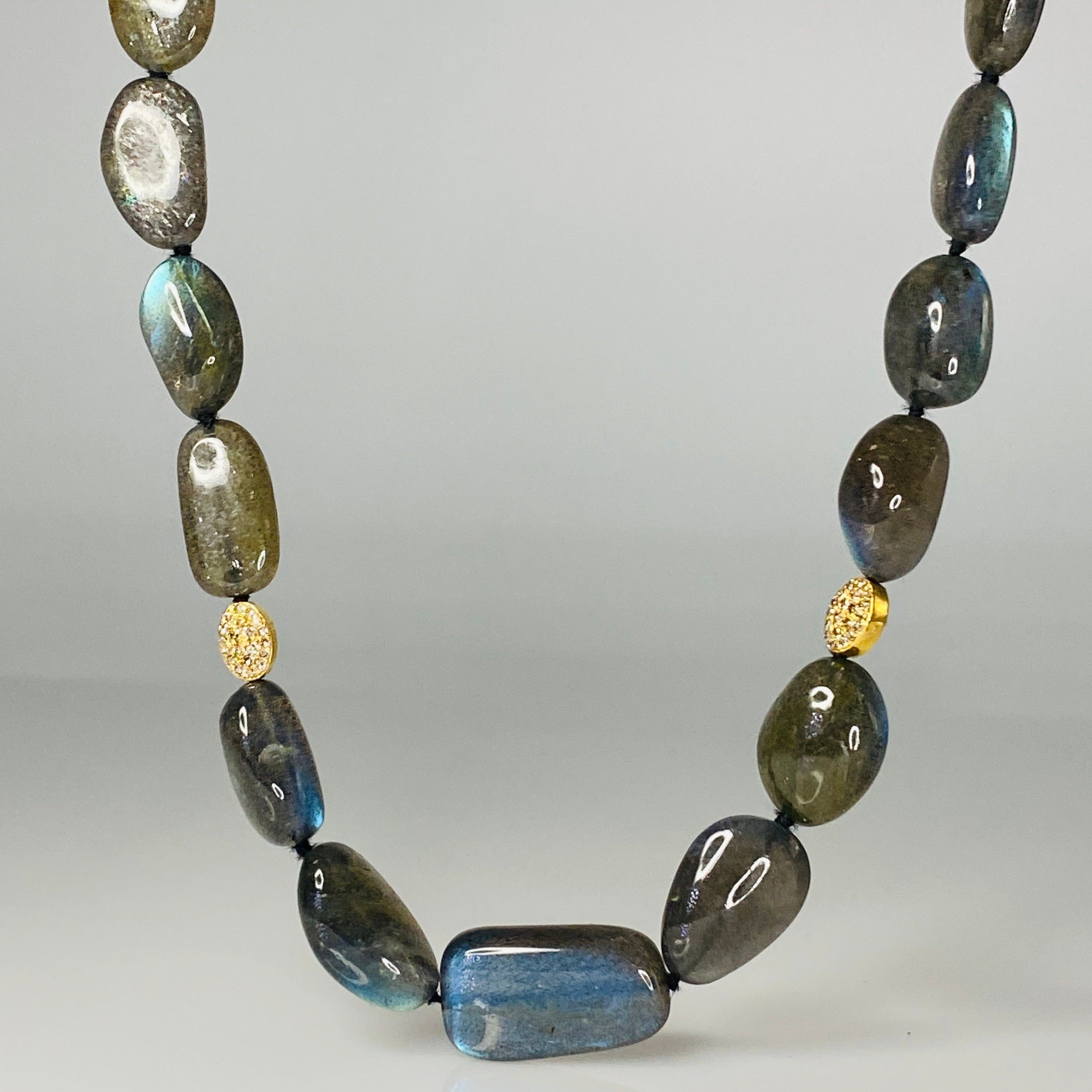 14K Yellow Gold Labradorite Diamond Necklace – KyleChanDesign