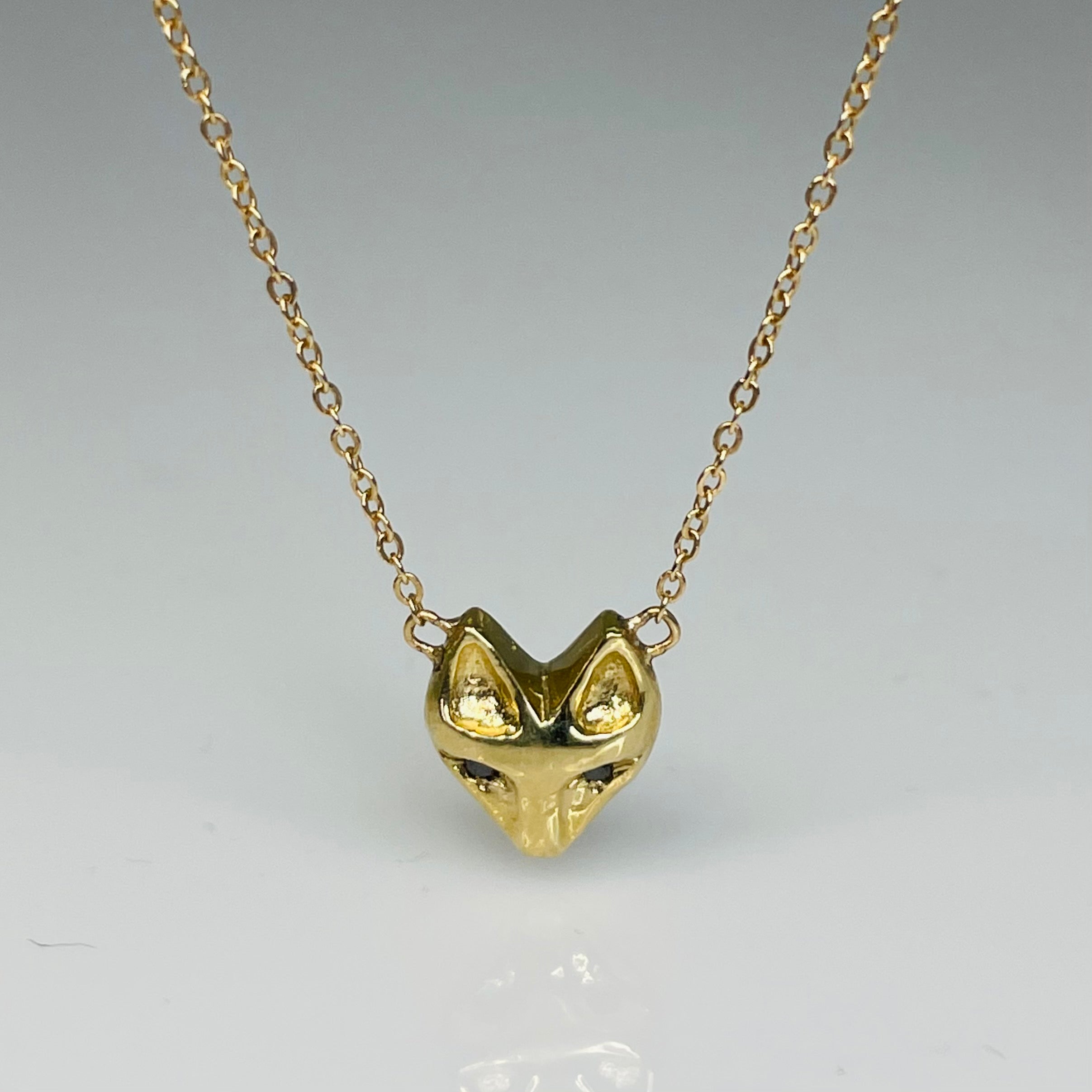 14K Yellow Gold Black Diamond Fox Necklace – KyleChanDesign