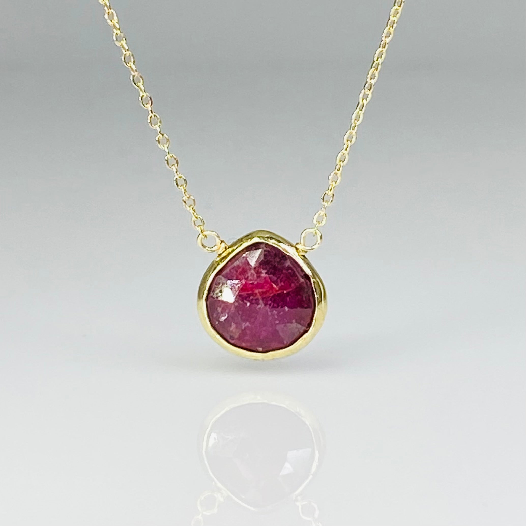 Teardrop Ruby Bezel Necklace – KyleChanDesign