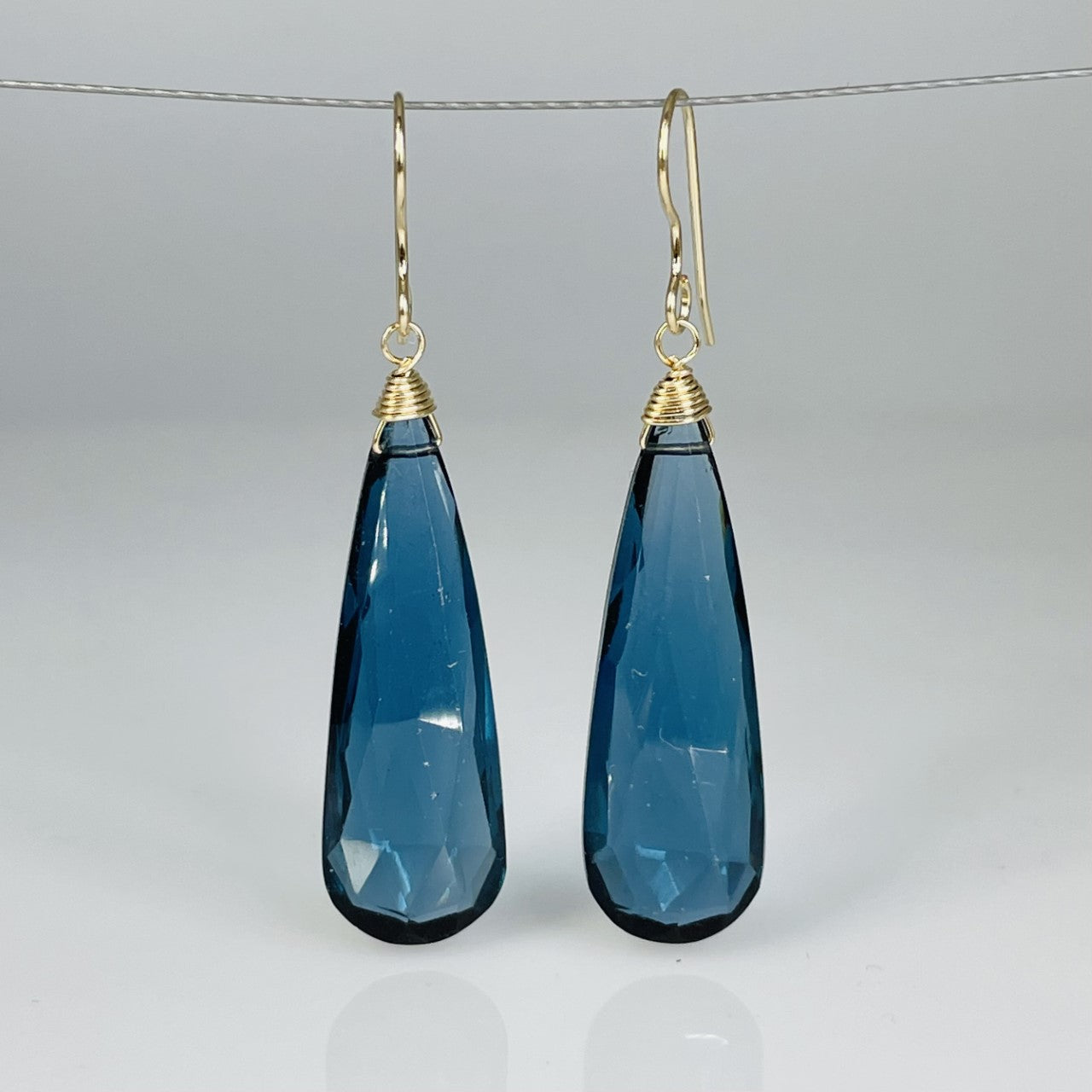 Elongated Teardrop London Blue Hydro Quartz Earrings 11x33mm ...