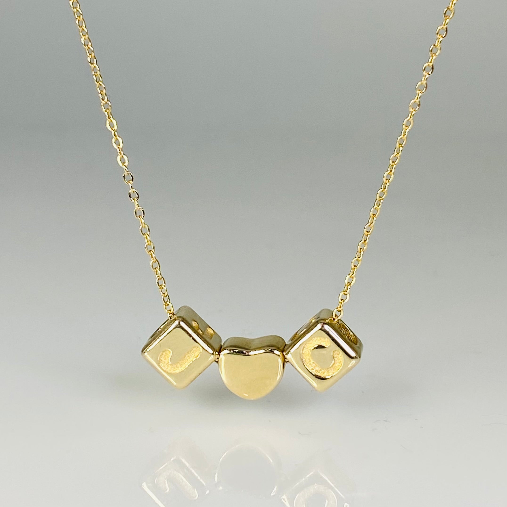 14K Yellow Gold Initial Cubes With Heart Necklace – KyleChanDesign